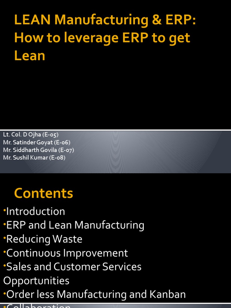 LEAN Manufacturing & ERP: How To Leverage ERP To Get Lean | PDF ...