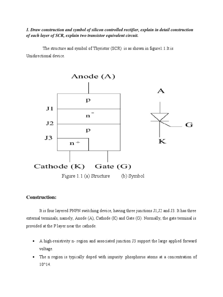 Draw Construction and Symbol of Silicon Controlled Rectifier, Explain ...