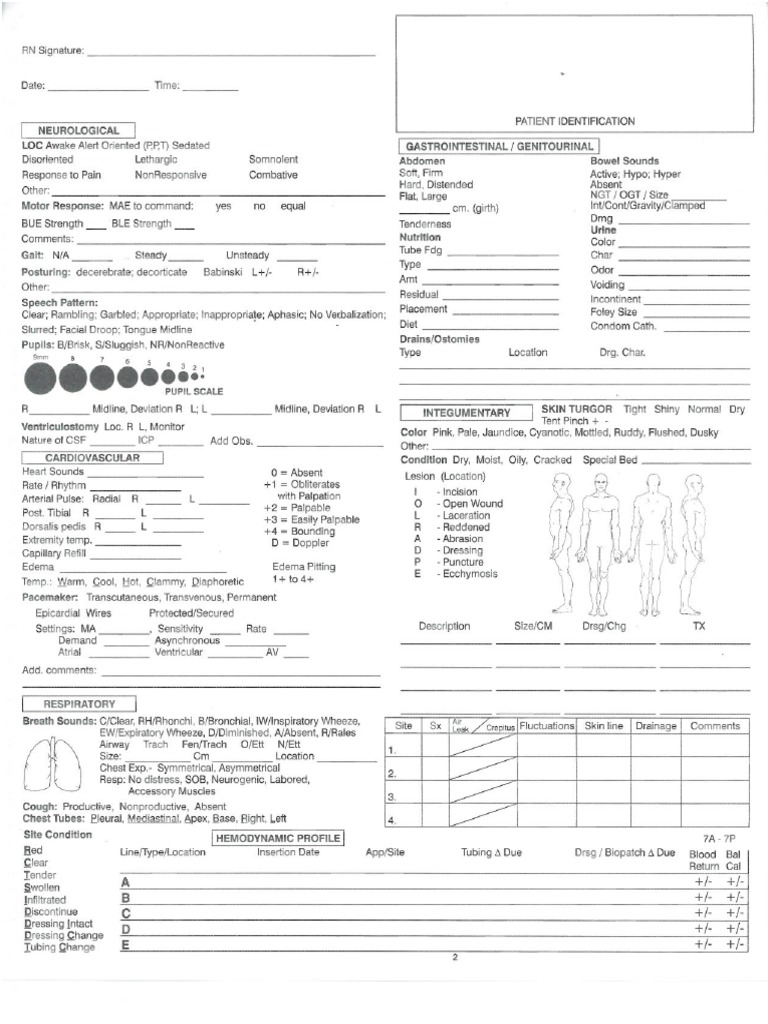 ICU Assessment Form | PDF