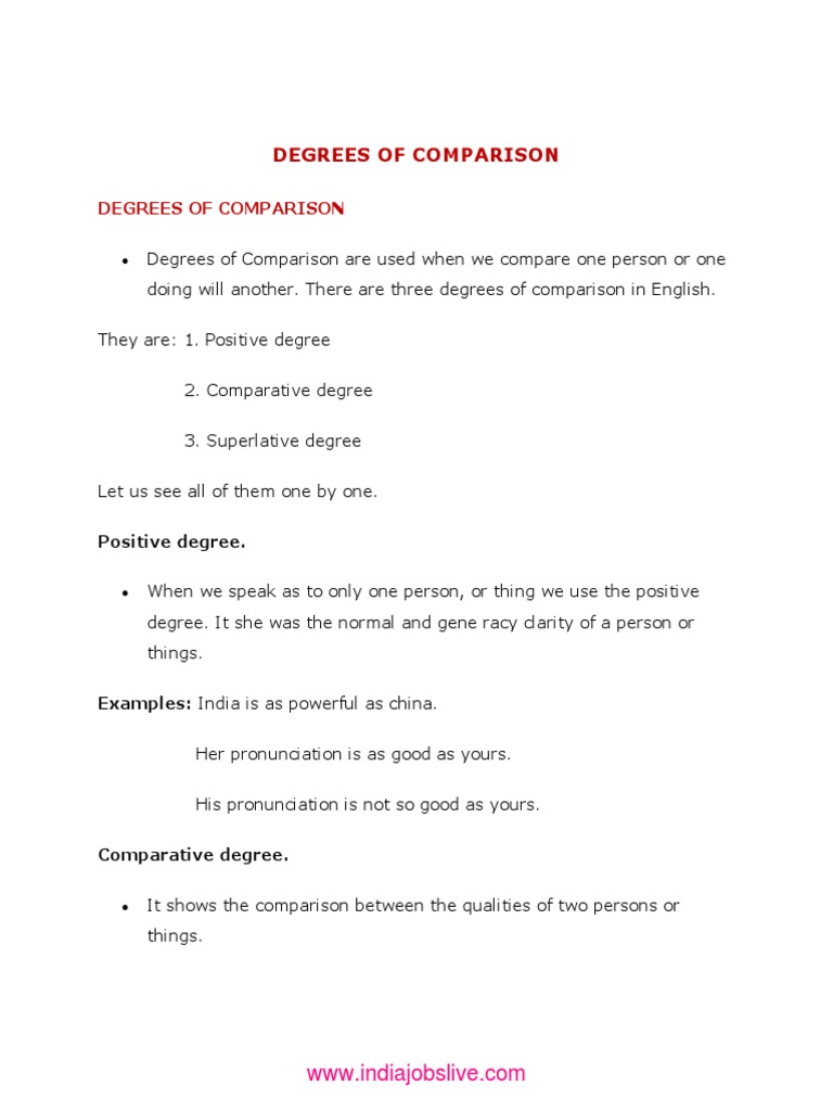 A Comprehensive Guide to Degrees of Comparison | PDF | Languages ...