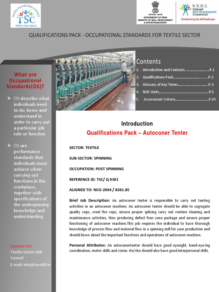 Autoconer Tenter Guide | PDF | Spinning (Textiles) | Employment