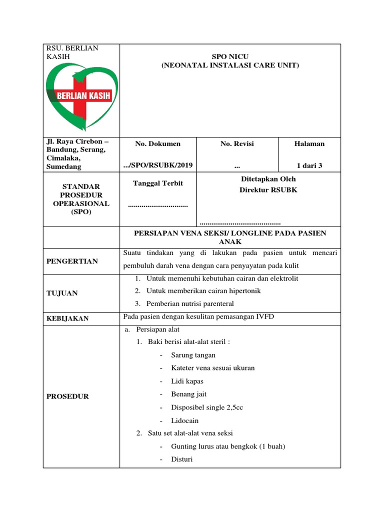 Sop Persiapan Vena Seksi | PDF