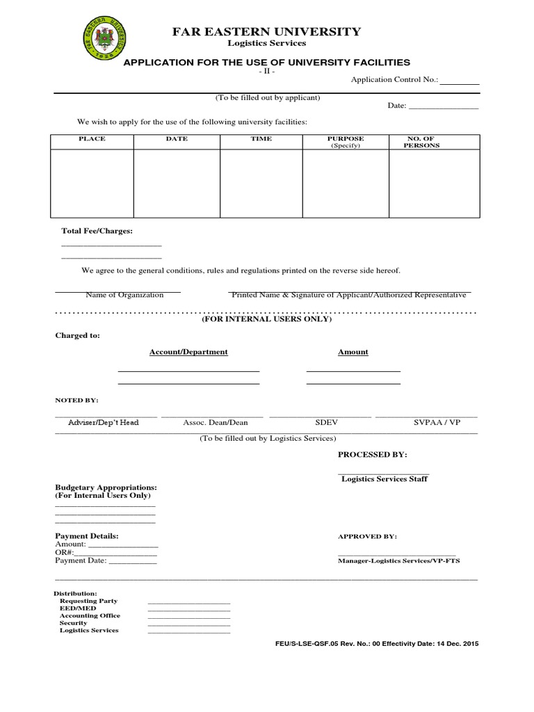 Application For Use of Facilities | PDF | Common Law | Social Institutions