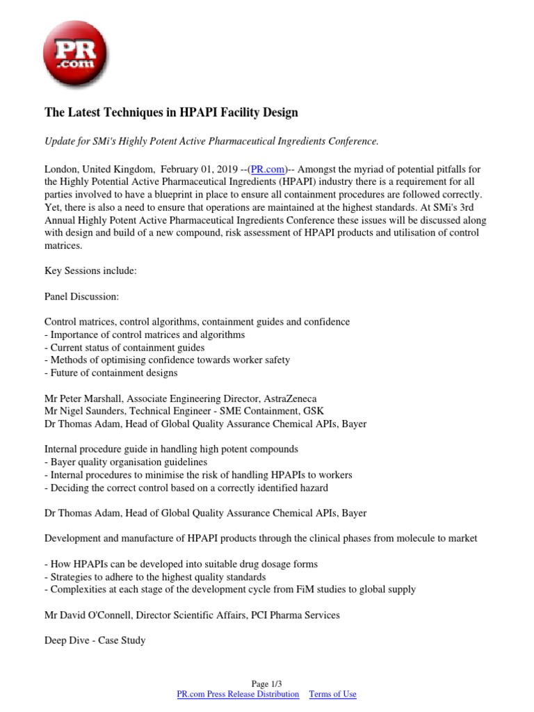 The Latest Techniques in HPAPI Facility Design | PDF | Pharmaceutical ...
