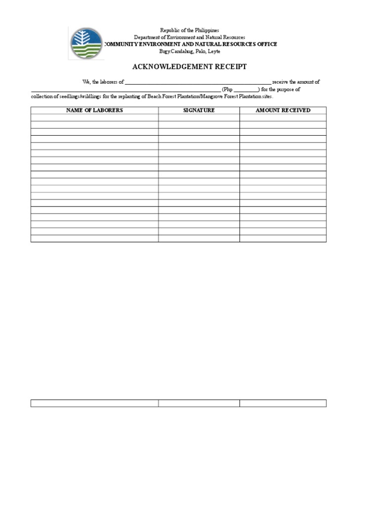 Acknowledgement Receipt Collection | PDF