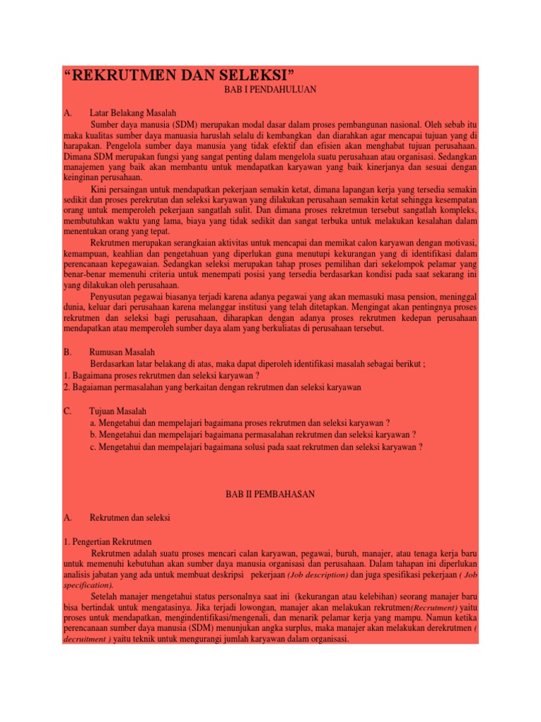 REKRUTMEN DAN SELEKSI | PDF