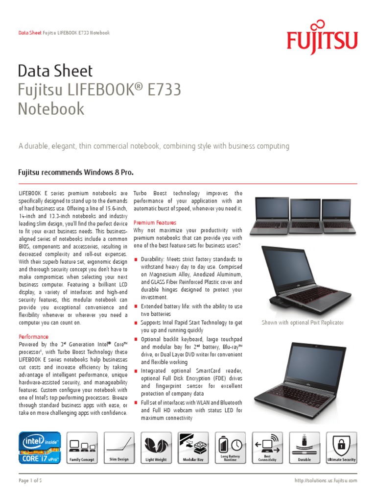 LIFEBOOK E733 Notebook Datasheet PDF | PDF | Laptop | Computer Keyboard