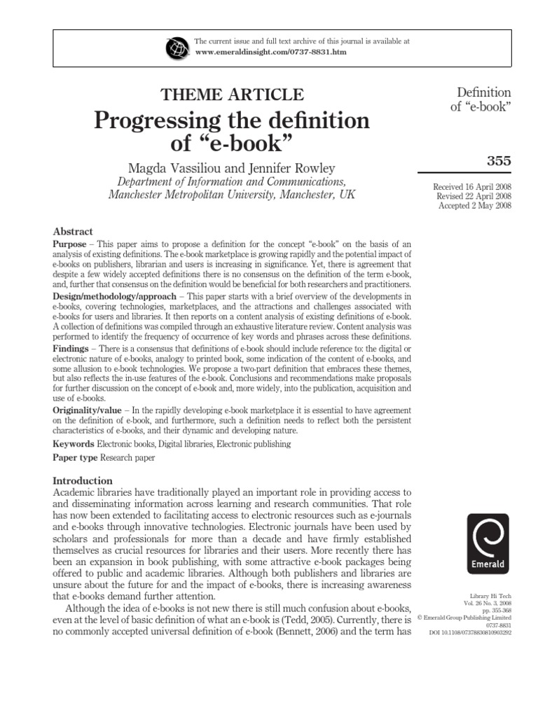 Vassiliou, Rowley - Progressing The Definition of Ebook PDF | PDF | E ...