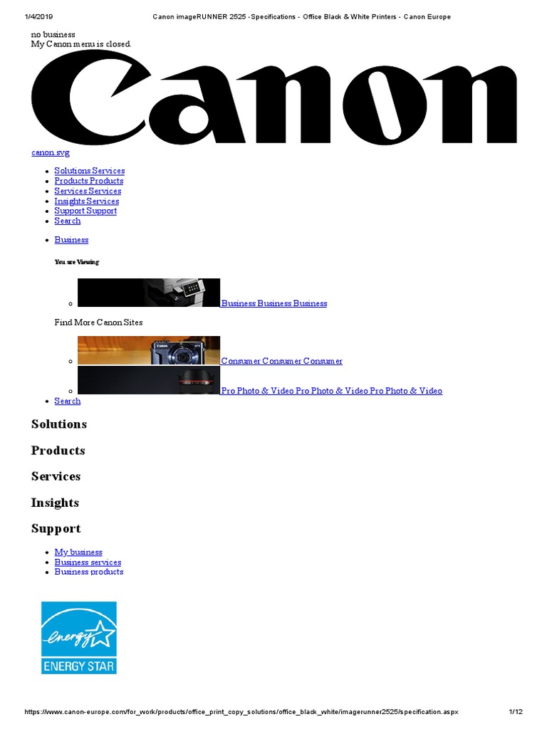Canon imageRUNNER 2525 Specs | PDF | Printer (Computing) | Canon Inc.