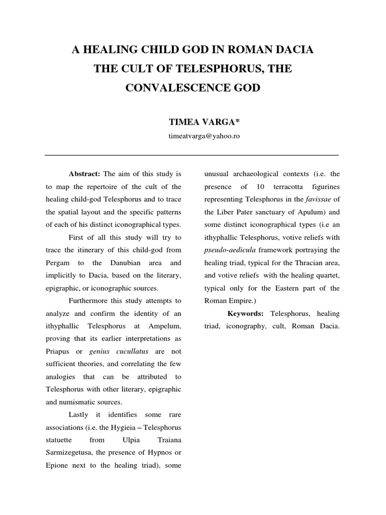 Telesphorus: The Healing Child God | PDF