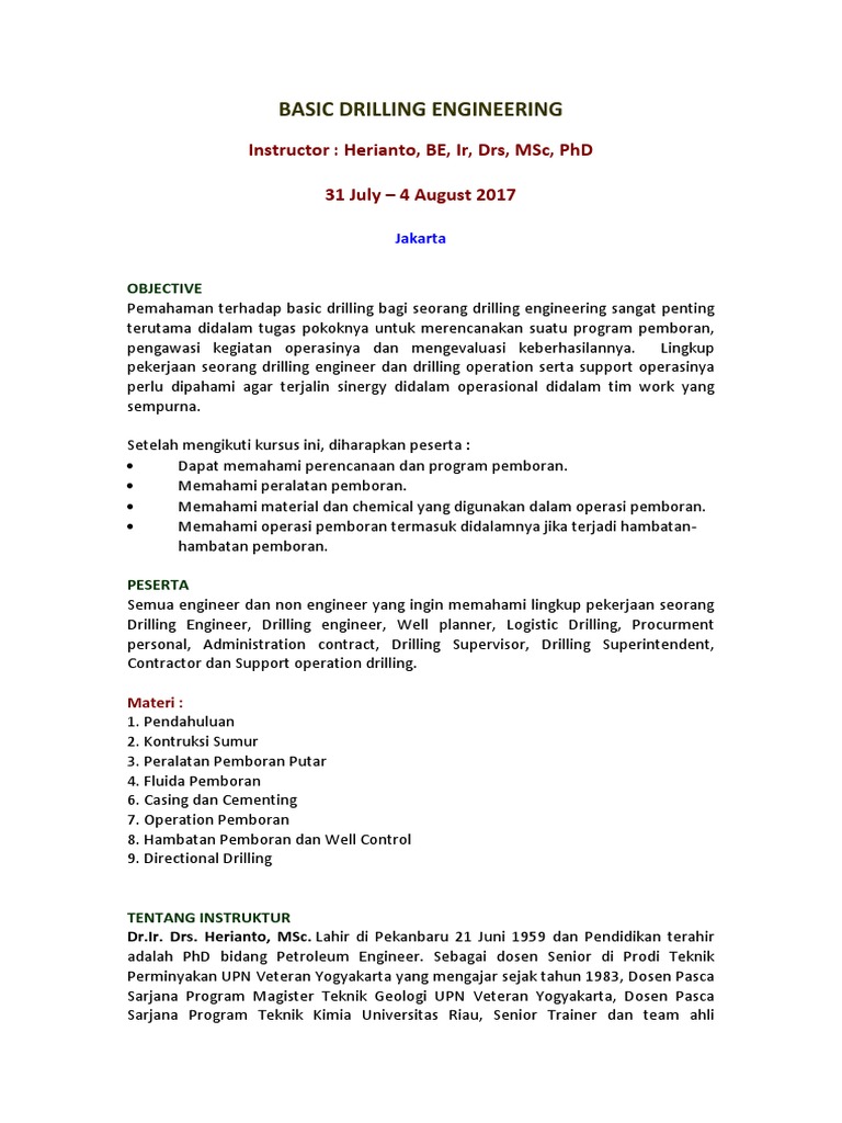 Basic Drilling Engineering July | PDF