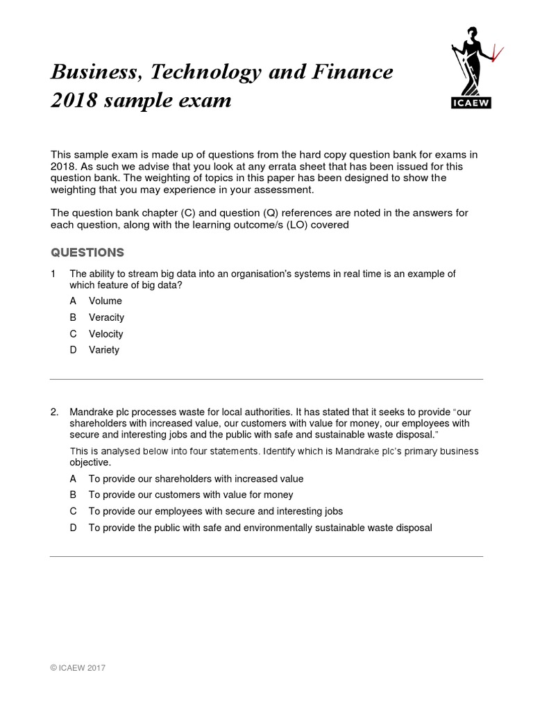 Icaew Cfab BTF 2018 Sample Exam | PDF | Business | Board Of Directors