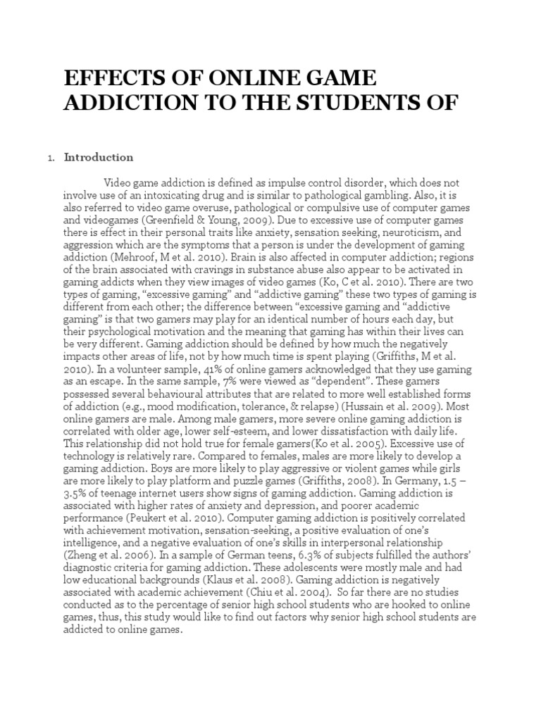 Effects of Online Game Addiction To The | PDF | Video Games | Epilepsy