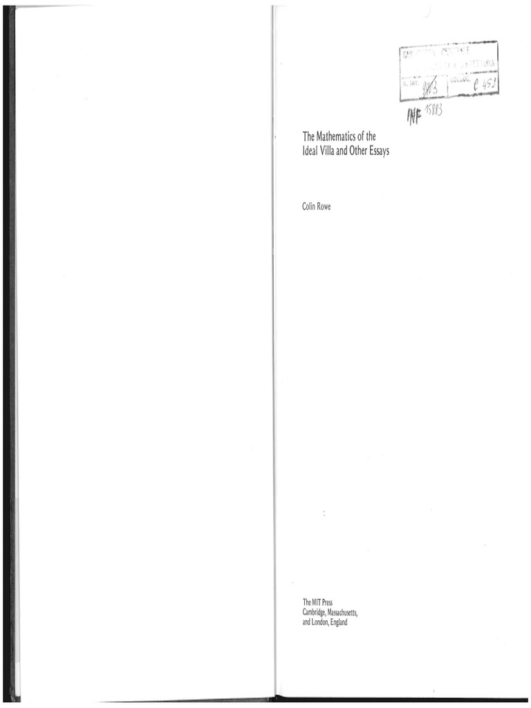 Colin Rowe The Mathematics of The Ideal Villa - Transparency ...