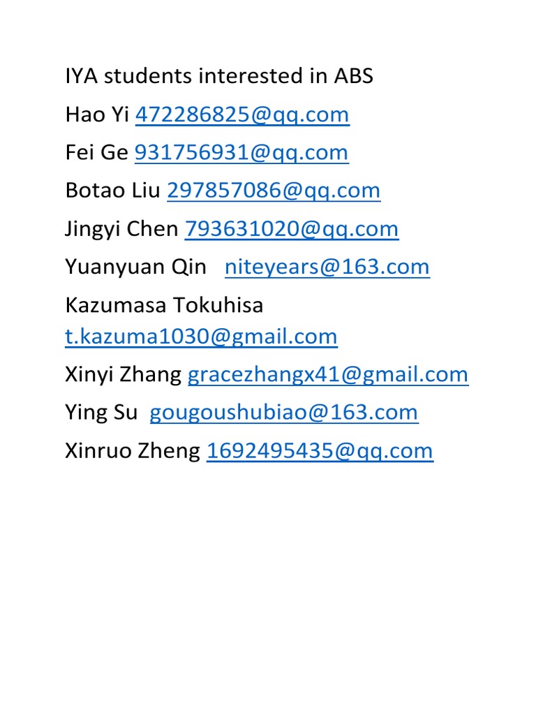 IYA Students Interested in ABS | PDF