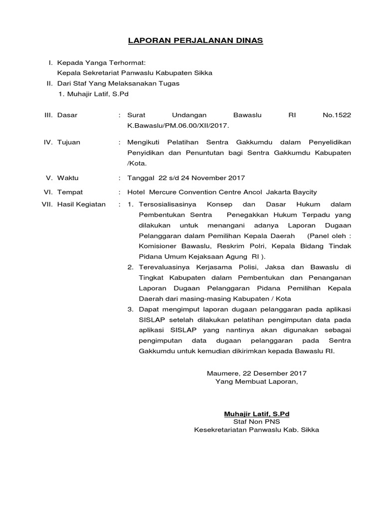 Laporan Perjalanan Dinas | PDF