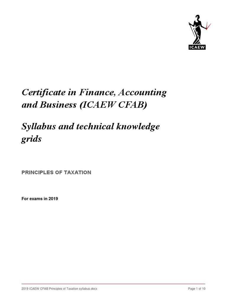 Icaew Cfab Pot 2019 Syllabus | PDF | Capital Gains Tax | Taxes