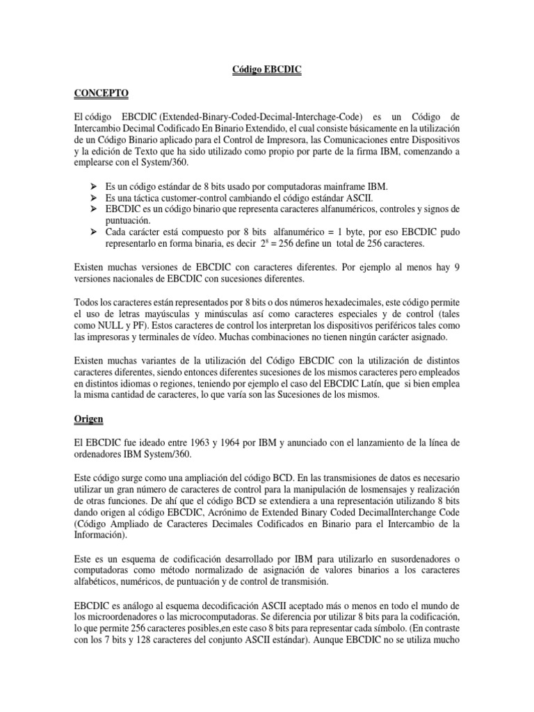 Codigo EBCDIC | PDF | Ebcdic | Ascii