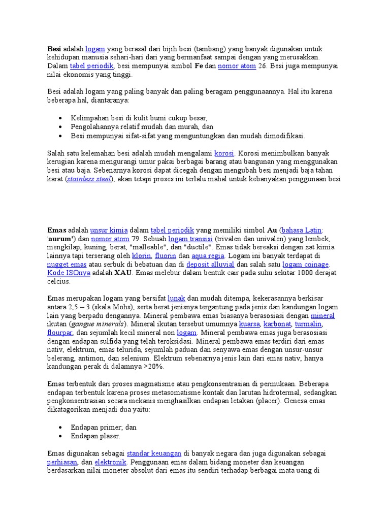 Besi Adalah Logam Yang Berasal Dari Bijih Besi | PDF