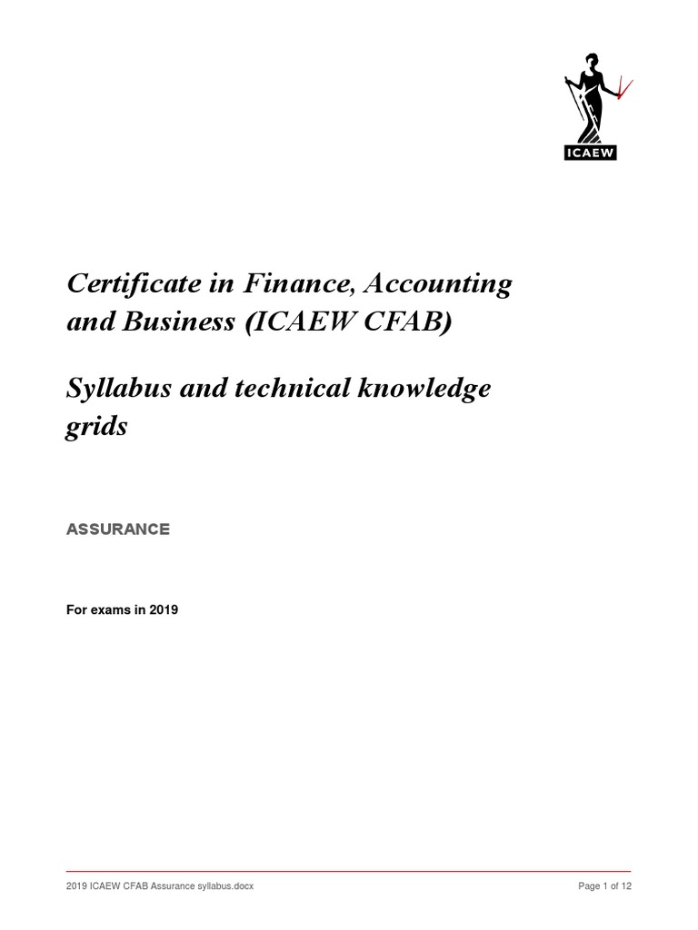 Icaew Cfab Asr 2019 Syllabus | PDF | Internal Control | Audit