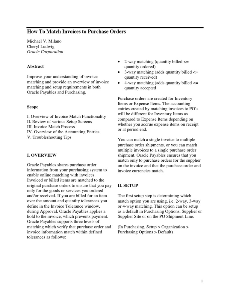 How To Match Invoice To Purchase Orders | PDF | Accounts Payable | Receipt