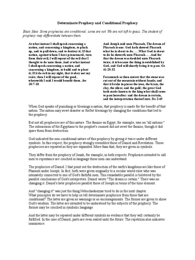 Dan 2 - Determinate Prophecy and Conditional Prophecy | PDF