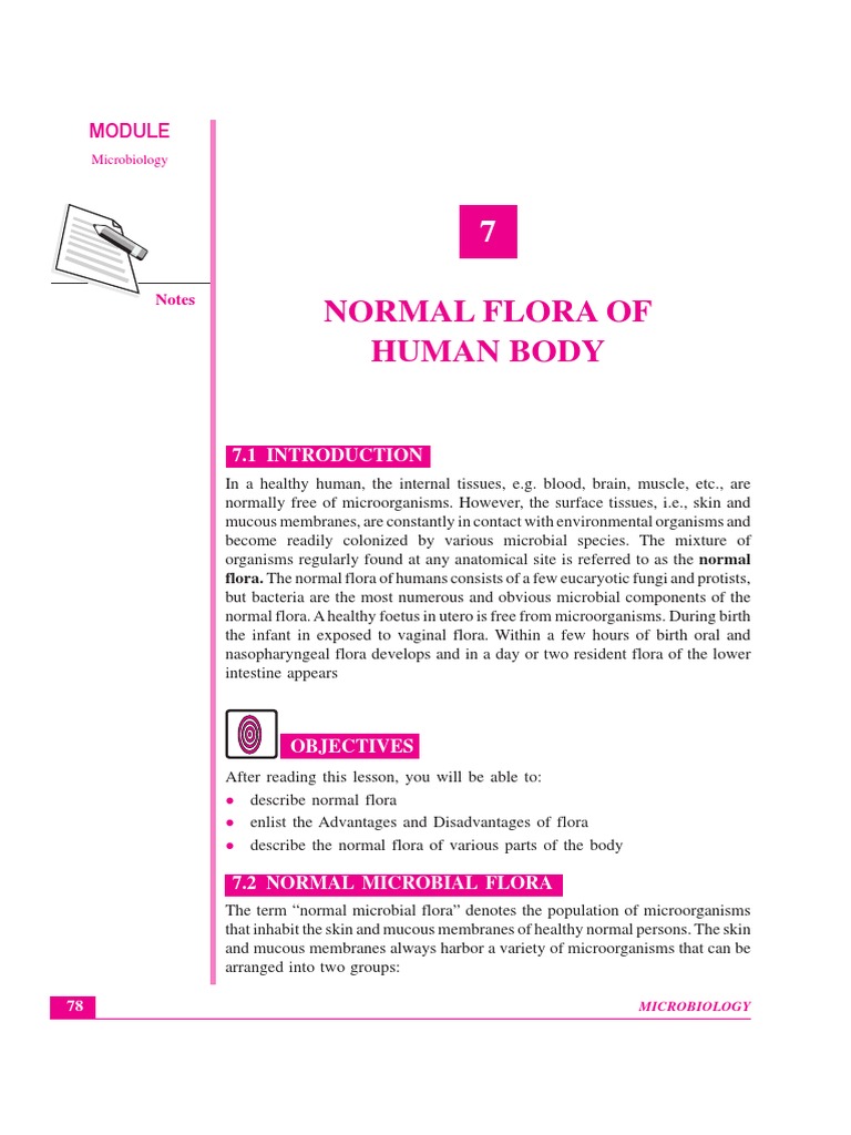 Normal Flora of Human Body: Notes | PDF | Mucus | Microorganism
