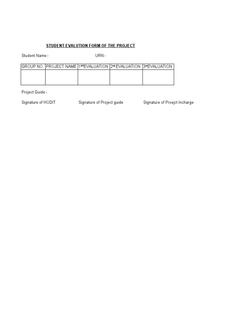 Student Project Evaluation Form | PDF