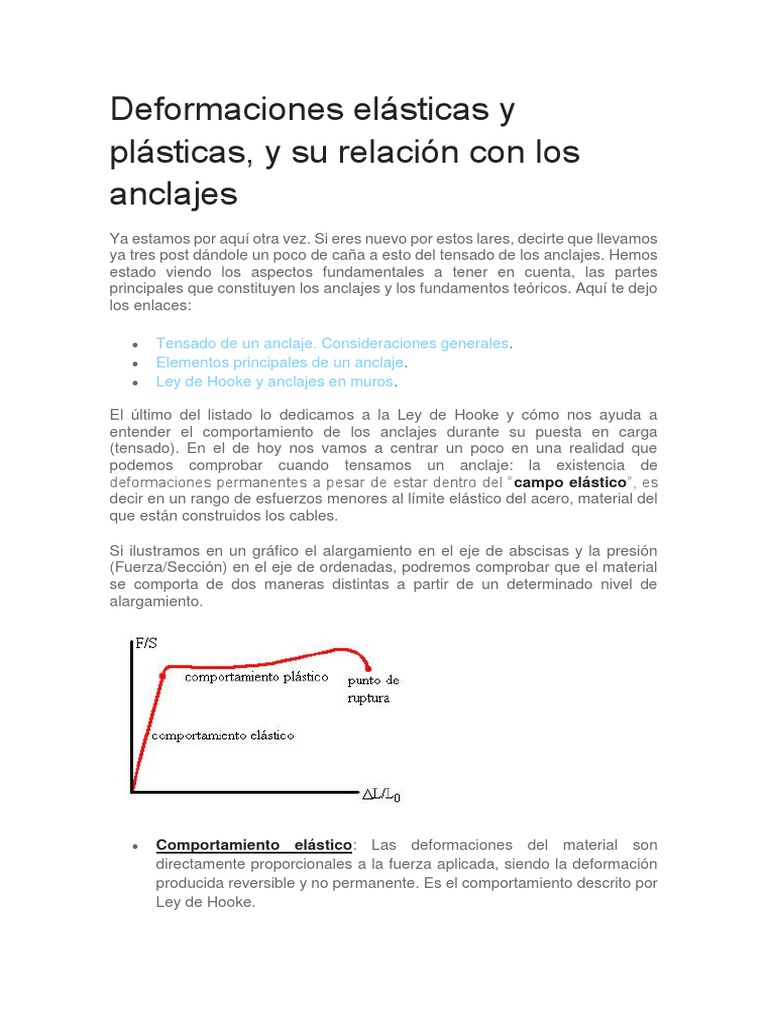 Deformaciones en Anclajes: Elásticas y Plásticas | PDF | Elasticidad ...