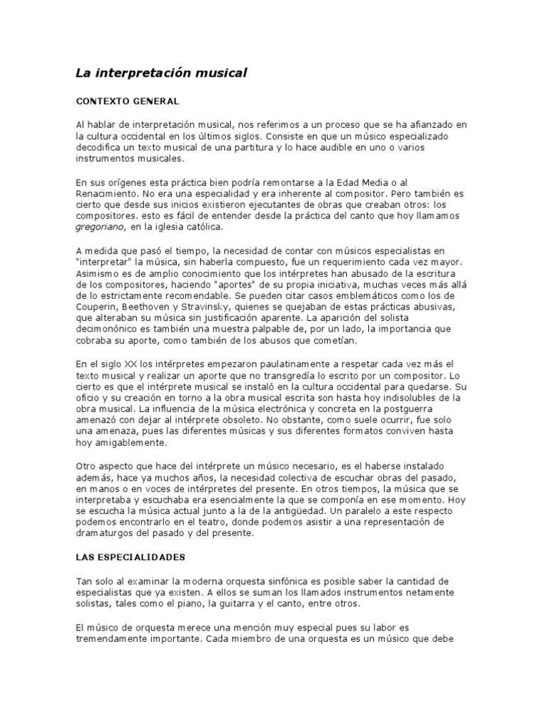 La Interpretación Musical | PDF | Ritmo | Conocimiento