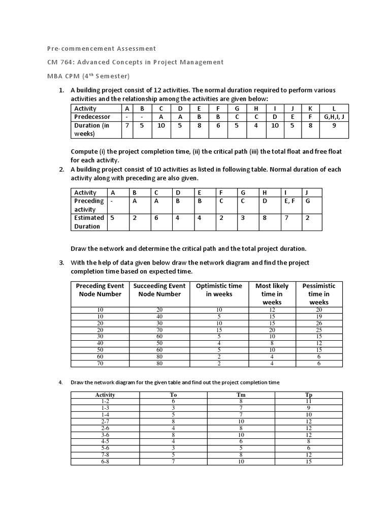 Critical Path Method Problems | PDF | Areas Of Computer Science ...