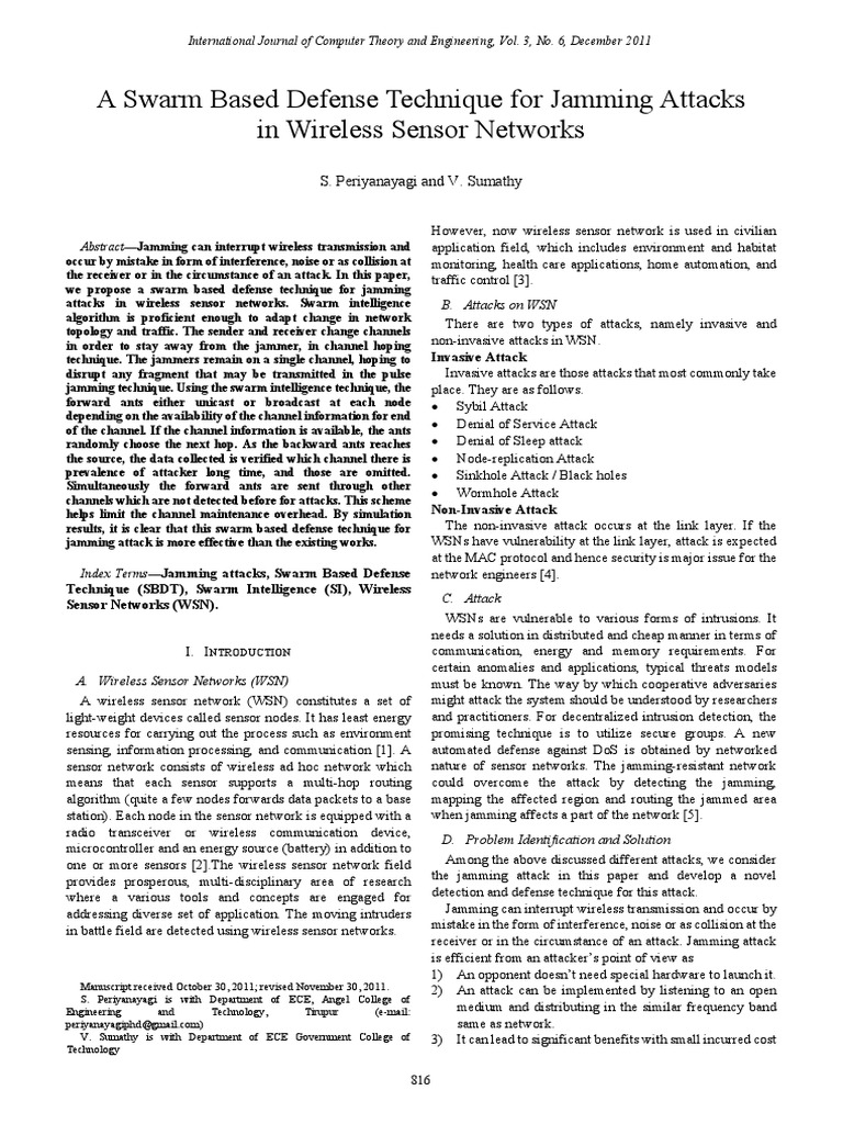 Swarm Intelligence Based Defense Technique for Jamming Attacks in ...