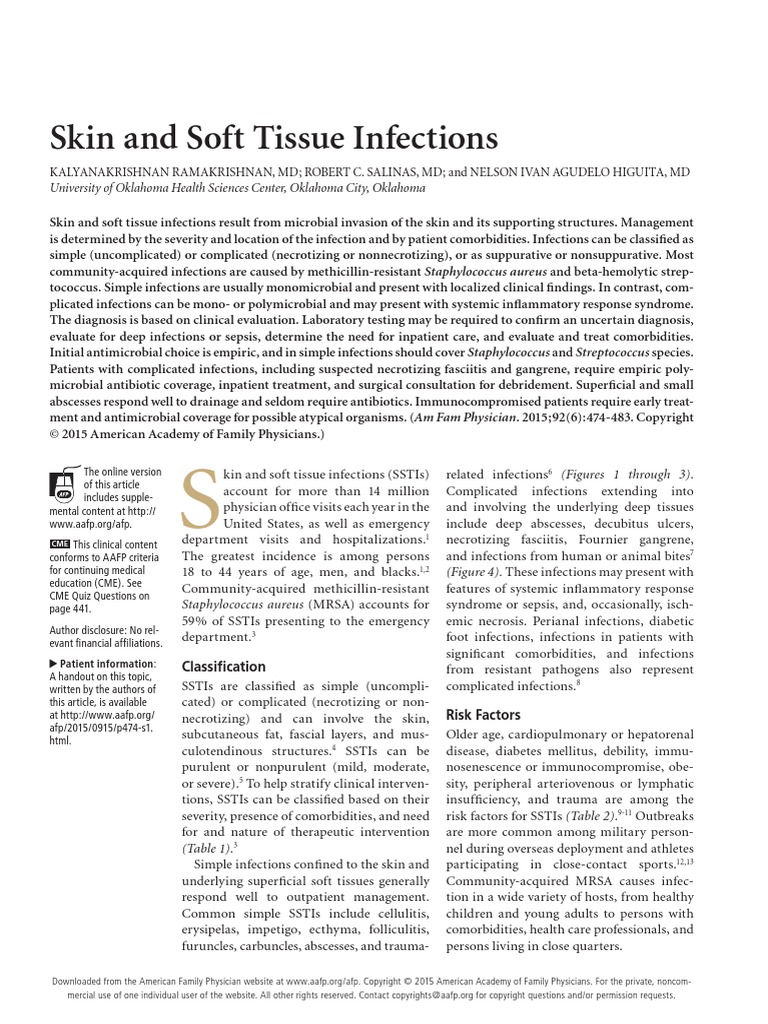 Skin and Soft Tissue Infections | PDF | Methicillin Resistant Staphylococcus Aureus ...