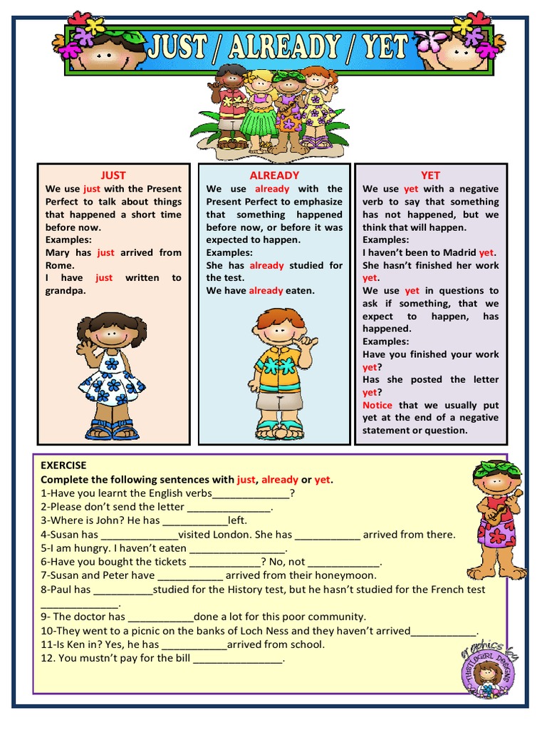 Schede - Just Already Yet PDF | PDF | Perfect (Grammar) | Verb