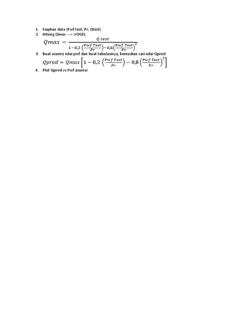 Siapkan Data (PWF Test, PR, Qtest) 2. Hitung Qmax - VOGEL | PDF