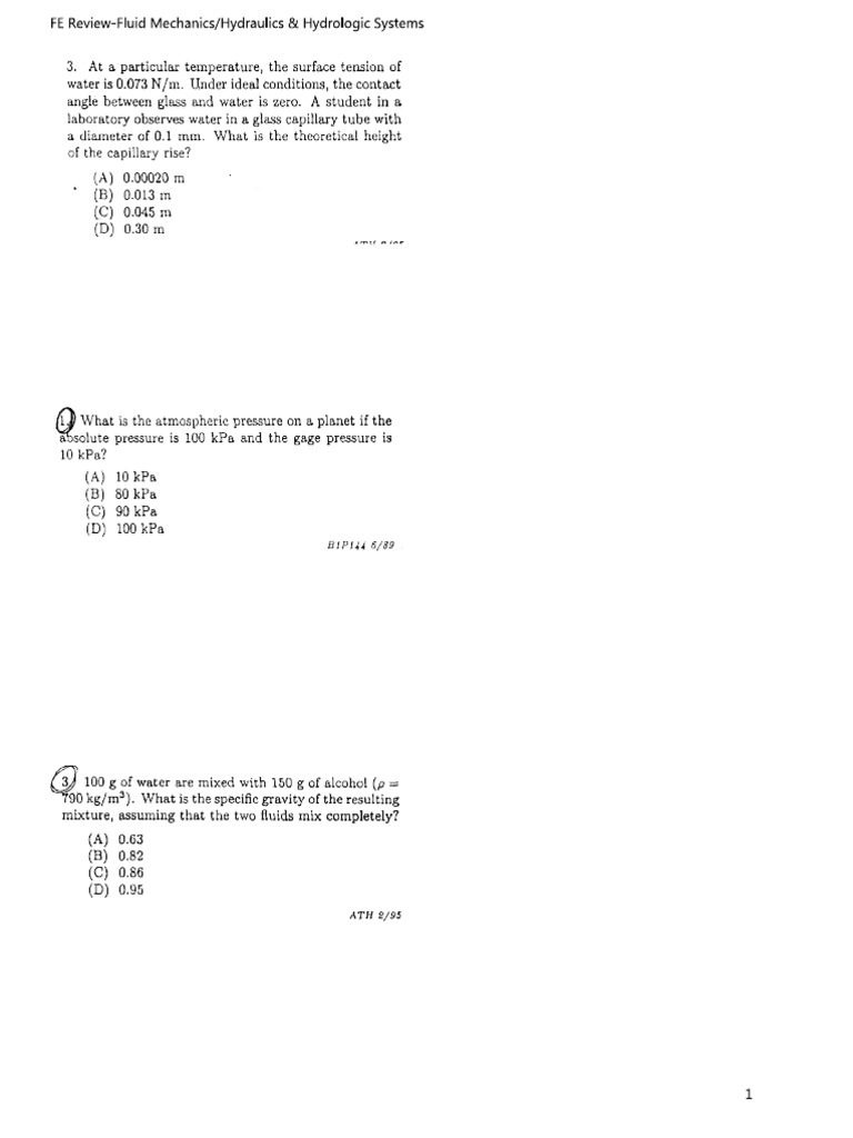 FE Civil Fluid Mechanics | PDF