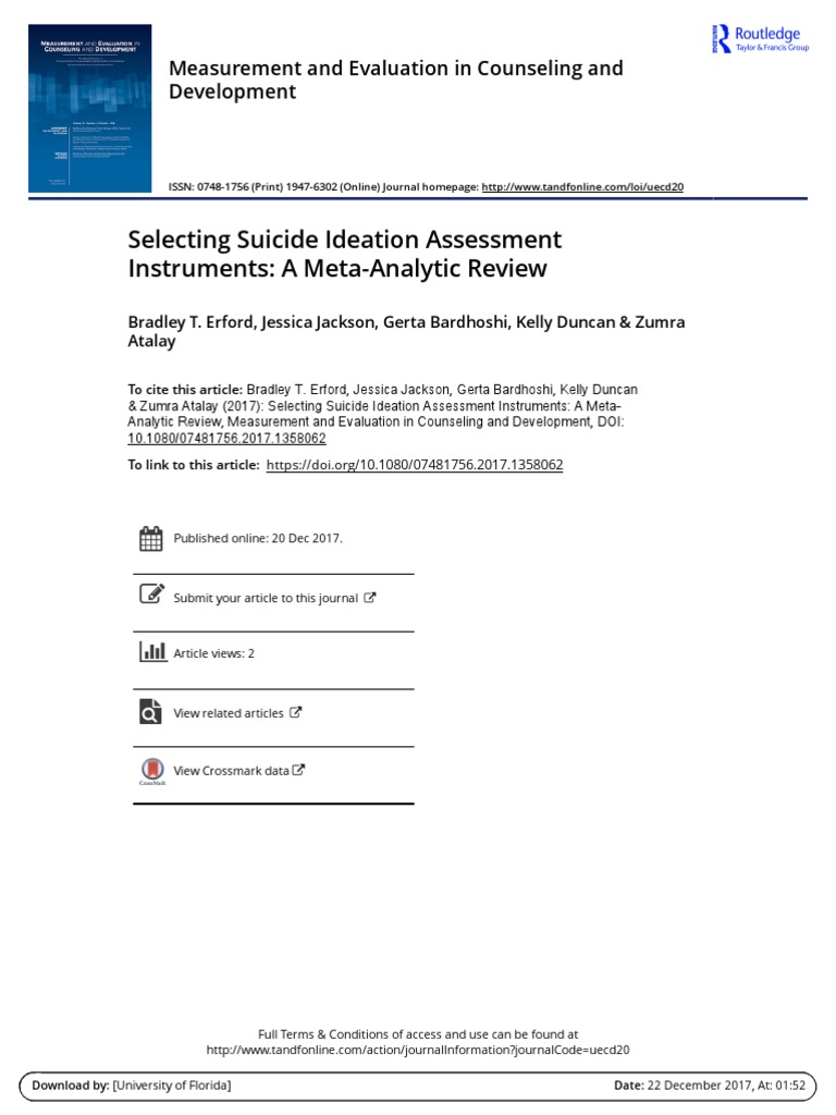 Selecting Suicide Ideation Assessment Instruments: A Meta-Analytic ...