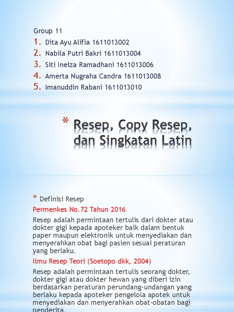 Resep, Copy Resep, Dan Singkatan Latin | PDF