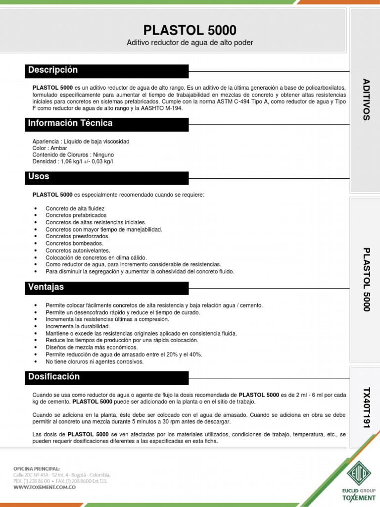 Plastol 5000 | PDF | Hormigón | Química