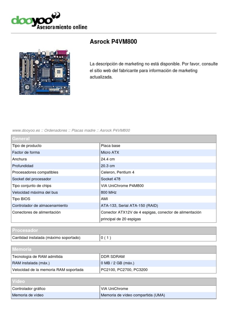 Asrock p4vm800 | PDF | Memoria de acceso aleatorio | Ingenieria Eléctrica