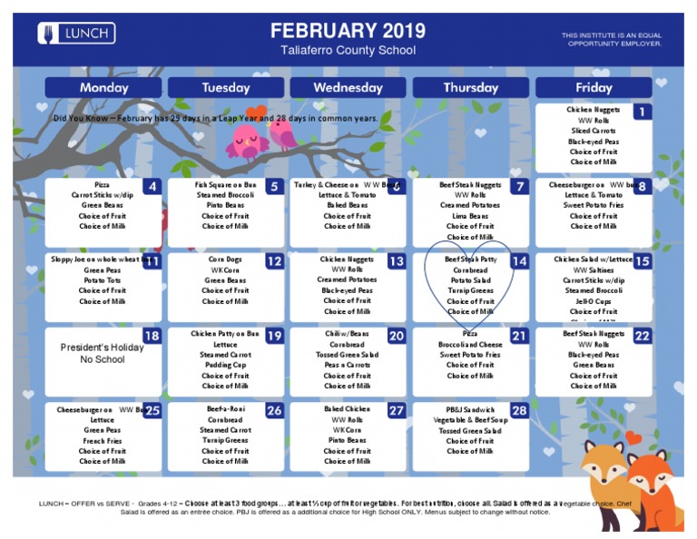 February 2019 - Lunch | PDF | Salad | Lunch