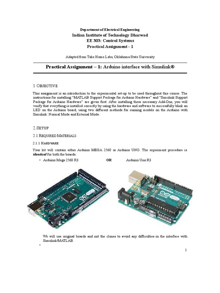 Practical Assignment - 1:: Arduino Interface With Simulink® | PDF ...