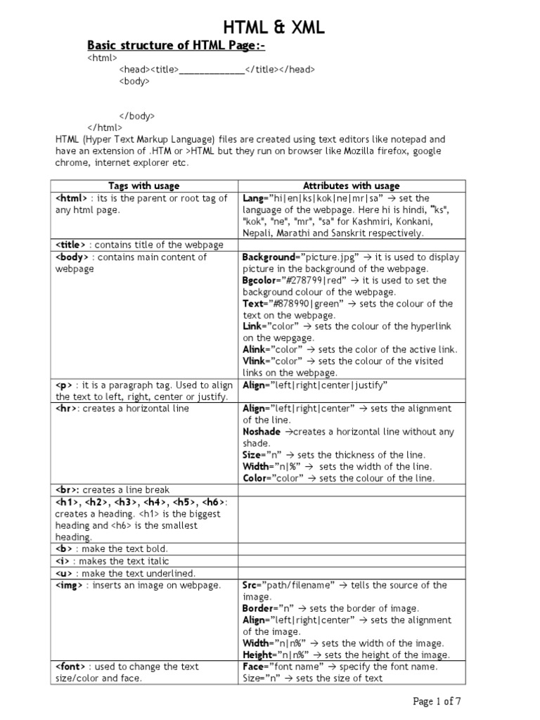 html-xml-basic-structure-of-html-page-pdf-html-element-html