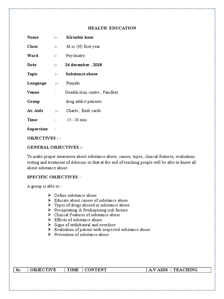 Health Education on Substance Abuse | PDF | Substance Use Disorder ...