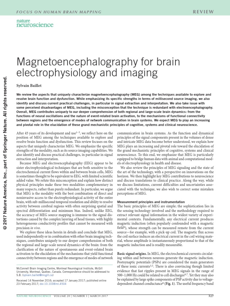 Magnetoencephalography For Brain Electrophysiology and Imaging ...