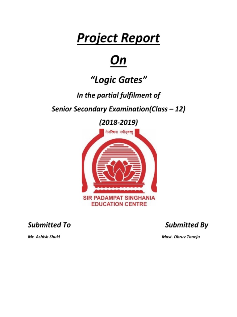Logic Gates Project Report Class 12 | PDF