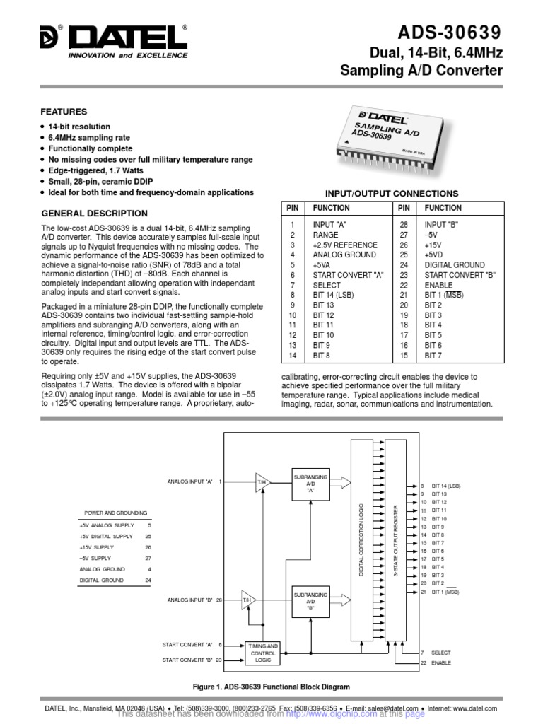 Ads 30639 | Download Free PDF | Analog To Digital Converter | Signal ...