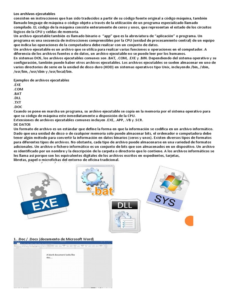 Los Archivos Ejecutables | PDF | Archivo de computadora | Formato de ...