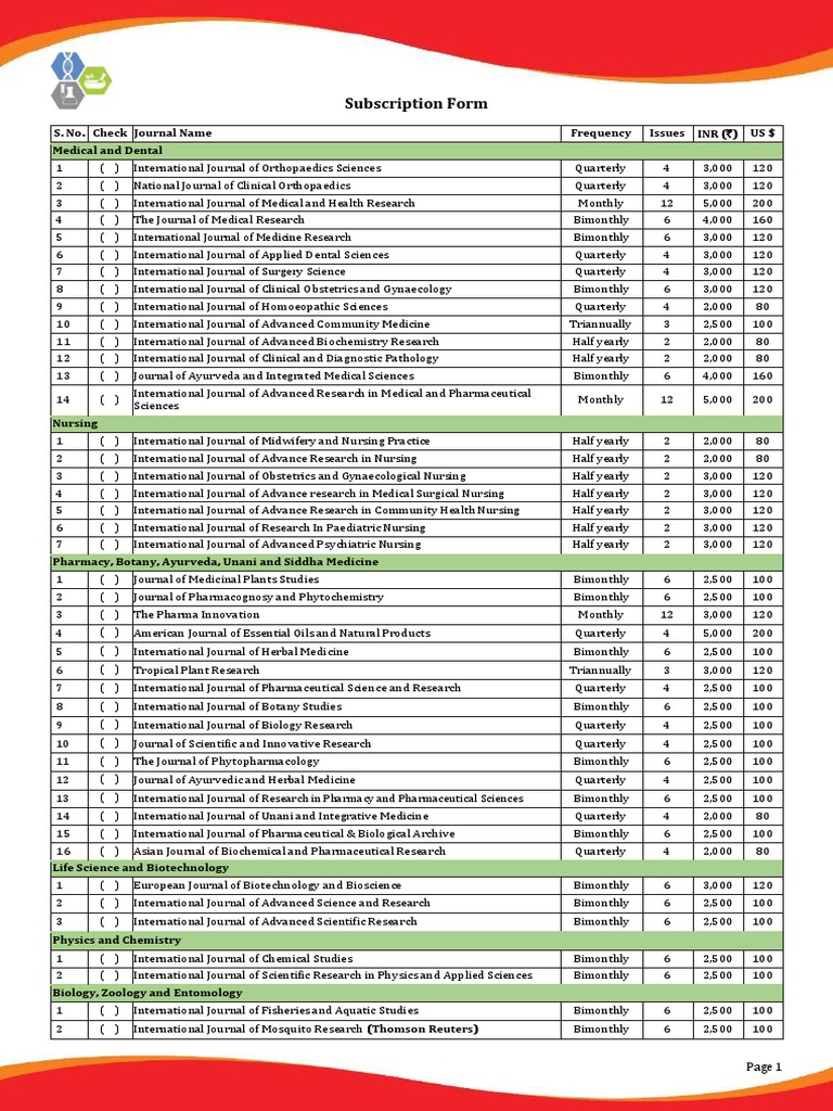 Journal Subscription Price List | PDF | Academic Journal | Medicine
