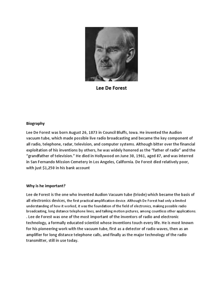 Lee de Forest | PDF | Radio | Telecommunications